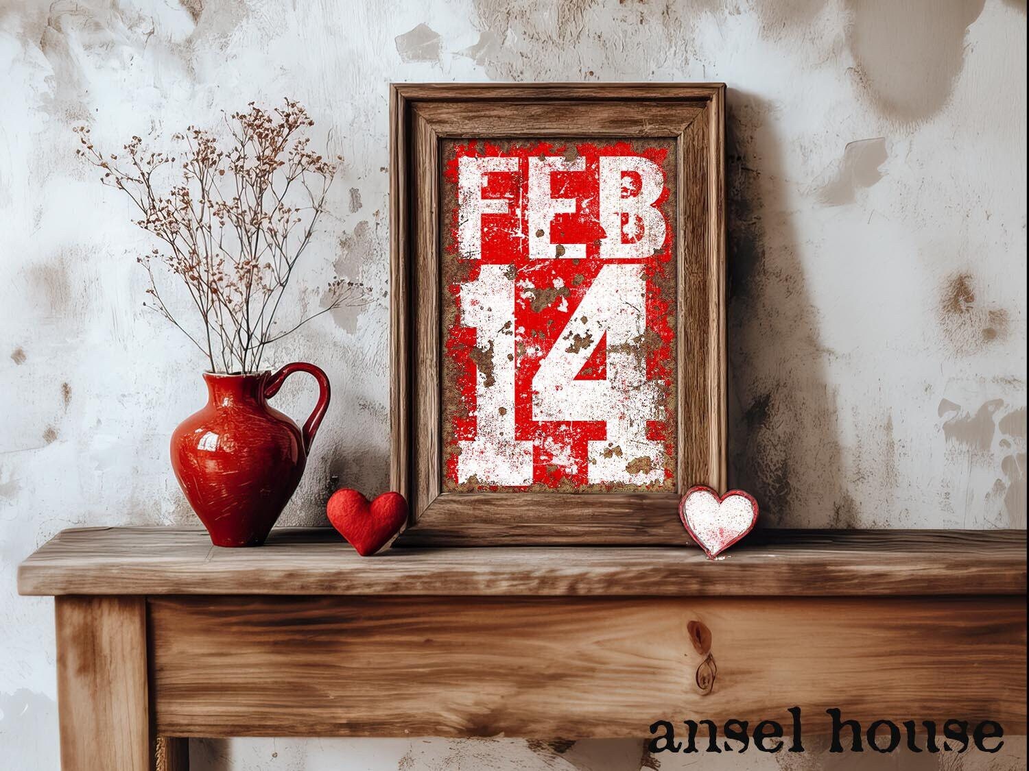 FEB 14 DATE Valentines Day Gift Decoration - Large Unframed Art Print ...