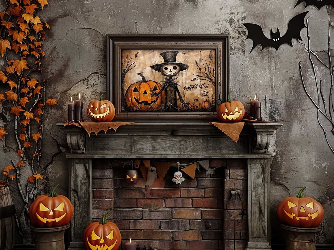 Primitive Halloween Decor Unframed Matte Paper Art Print Available in ...