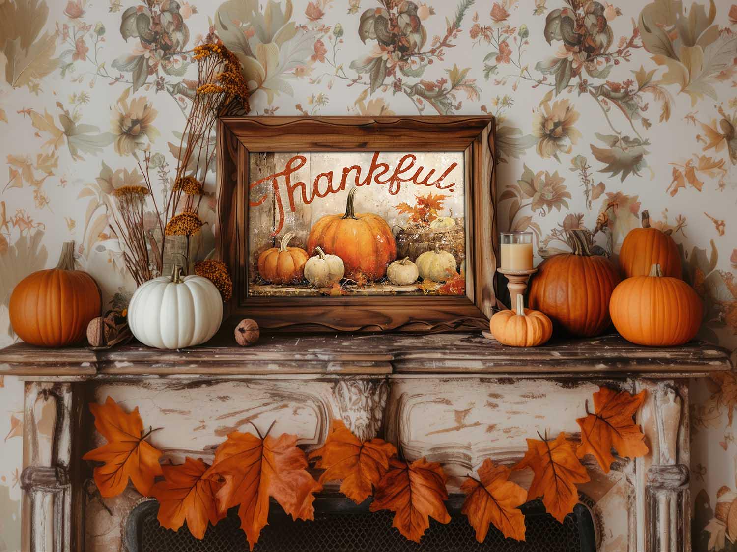 Thanksgiving Decor Unframed Art Print Fall Decoration Rustic Seasonal ...