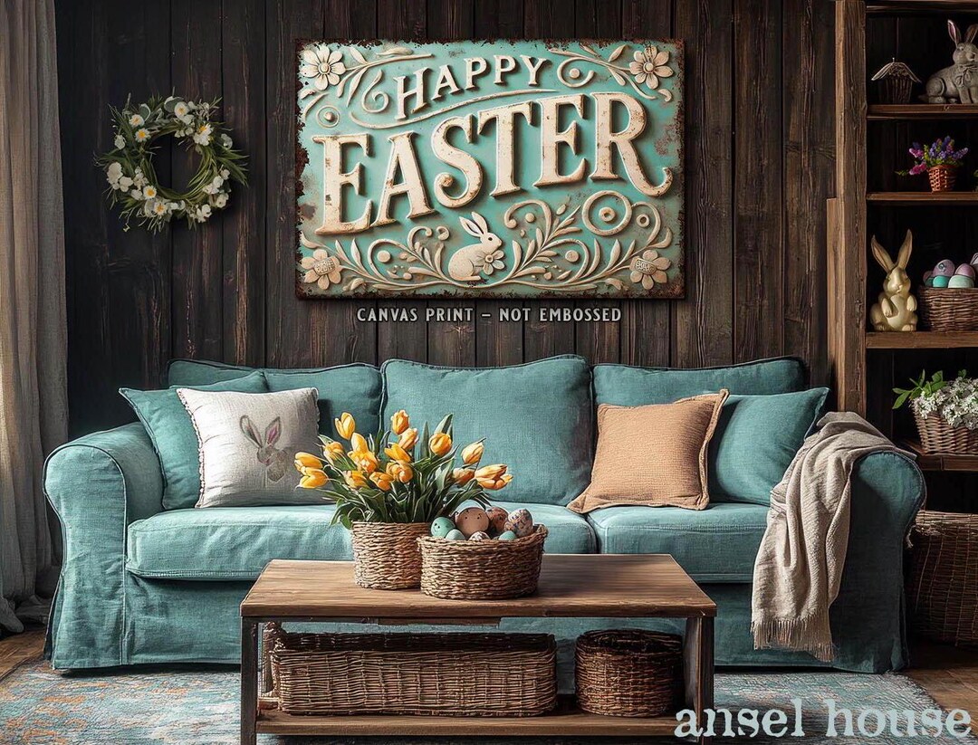 Happy Easter - Stretched Canvas Wall Art Print Mantle Decor - 5sizes ...