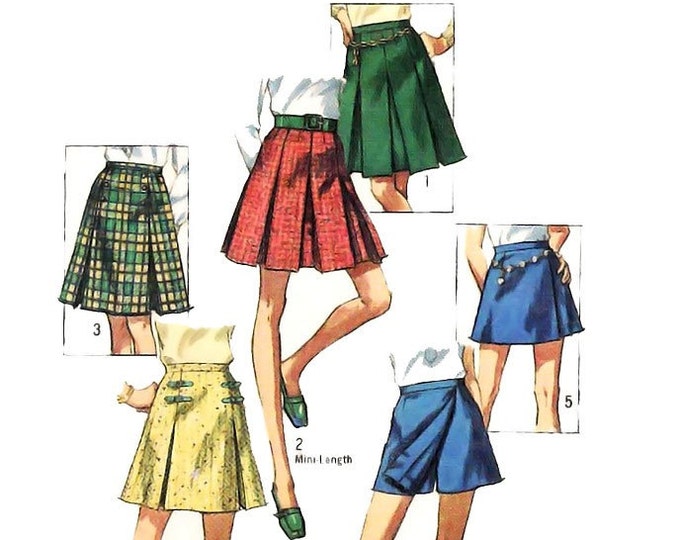 Vintage 60s Sewing Pattern Pleated Scooter Mini Skirt Simplicity 8397 ...