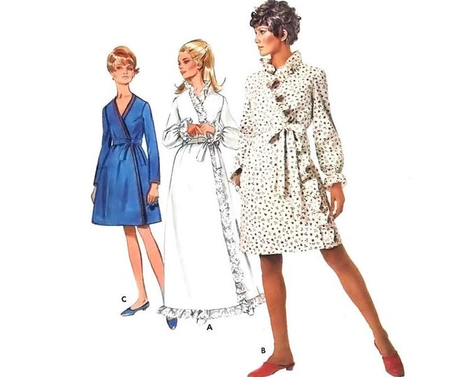 Vintage Sewing Pattern Wrap Robe Lingerie Ruffle Sleepwear Medium - Etsy