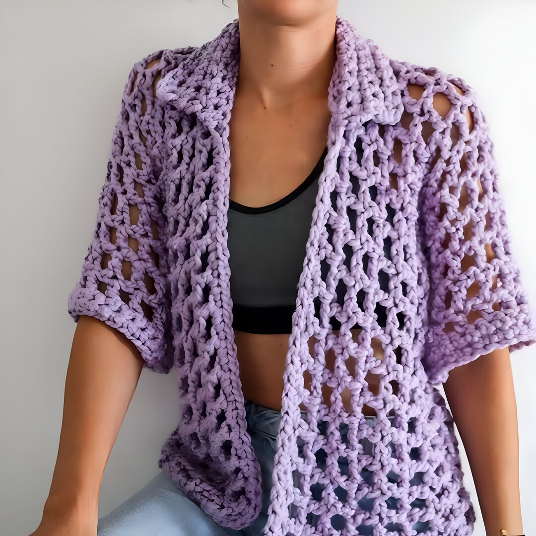 Easy to Follow No Sew Chunky Mesh Overshirt Crochet Pattern English PDF ...