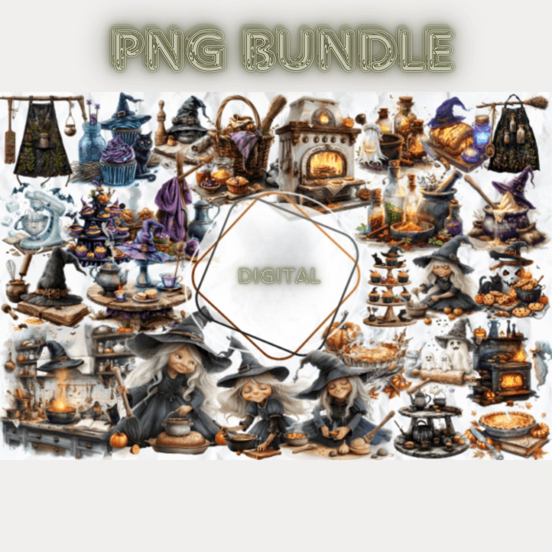 WITCH CLIPART BUNDLE Png, Transparent Digital Downloads for Commercial ...