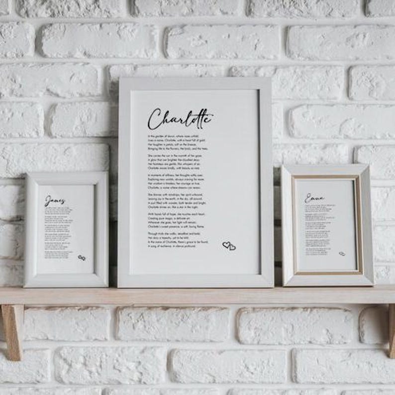 Unique Personalized Name Poem Gift – Custom Poetry Art Based on Any ...