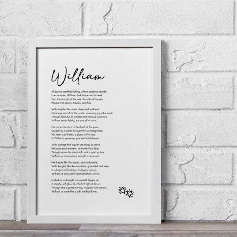 Unique Personalized Name Poem Gift – Custom Poetry Art Based on Any ...
