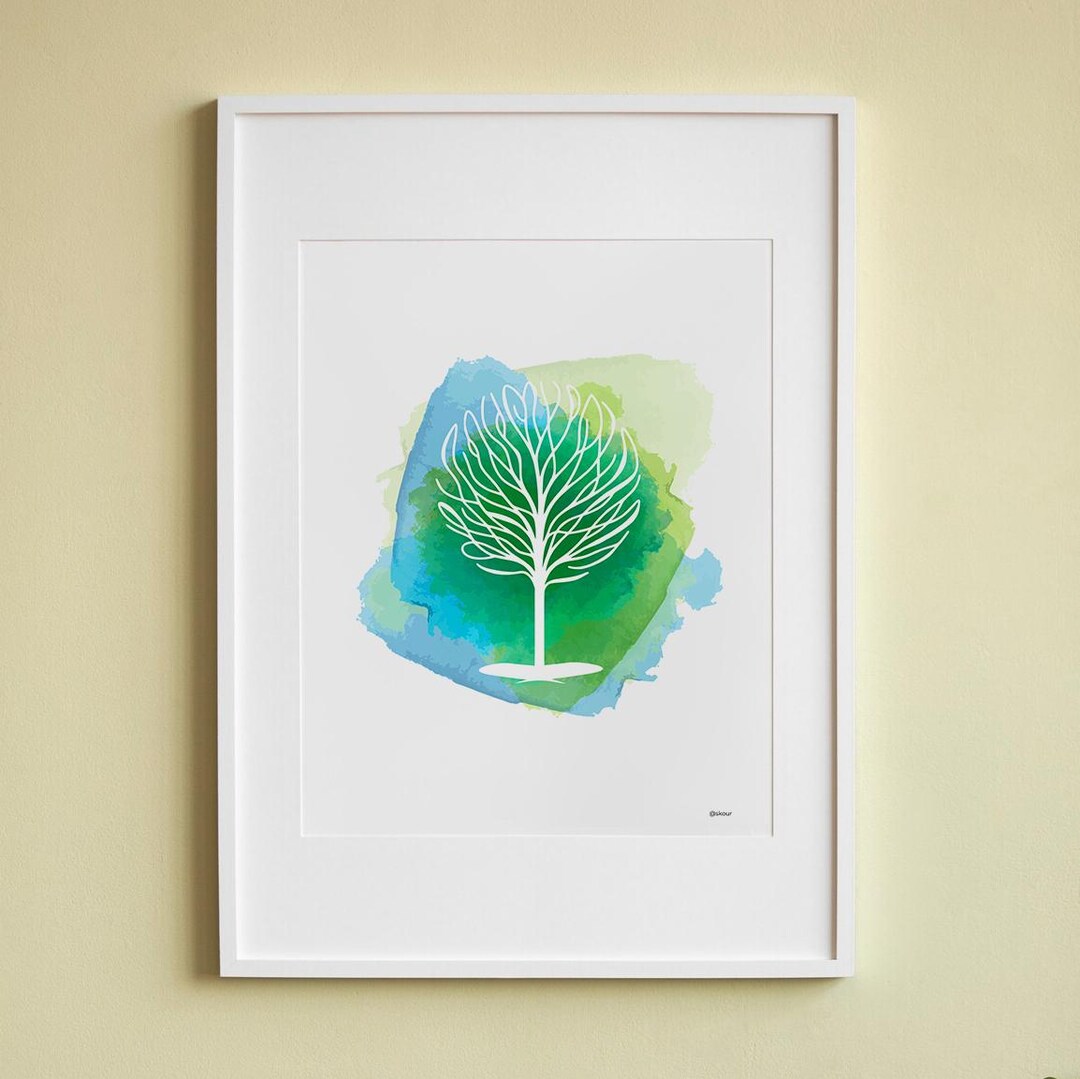 Tree Watercolor Printable Poster A3 29,7X42 Cm - Etsy