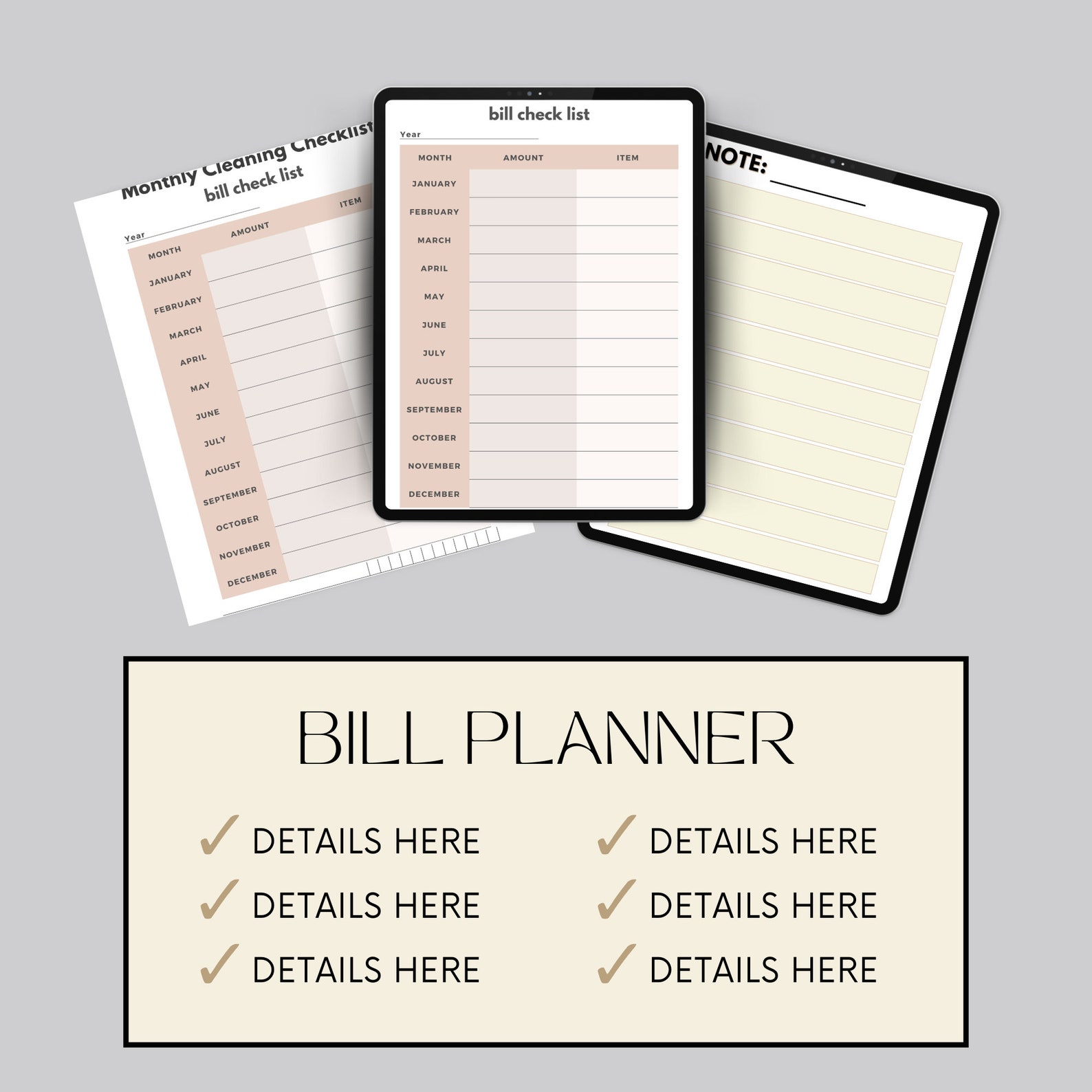 Printable Bill Tracker, Yearly Bill Tracker, Yearly Bill Log, Bill ...