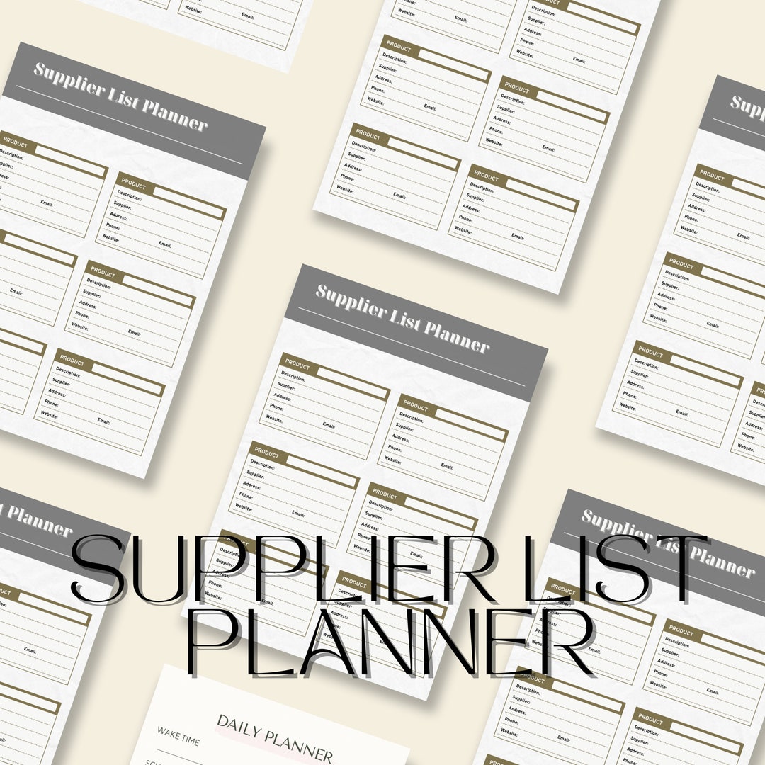 Supplier Tracker, Digital Excel Planner, Vendors and Providers List ...