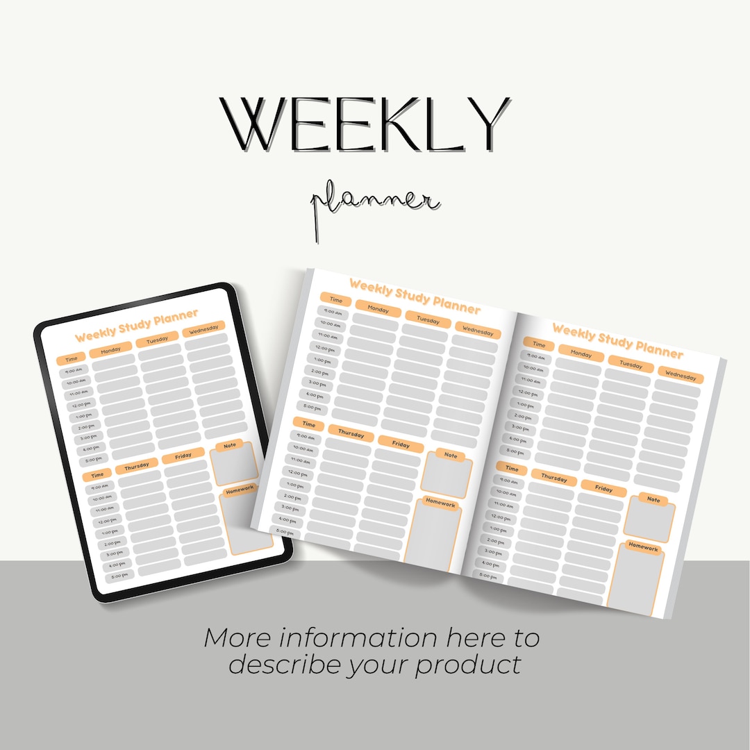 Weekly Study Planner Template, Study Tracker Printable, Weekly Schedule ...