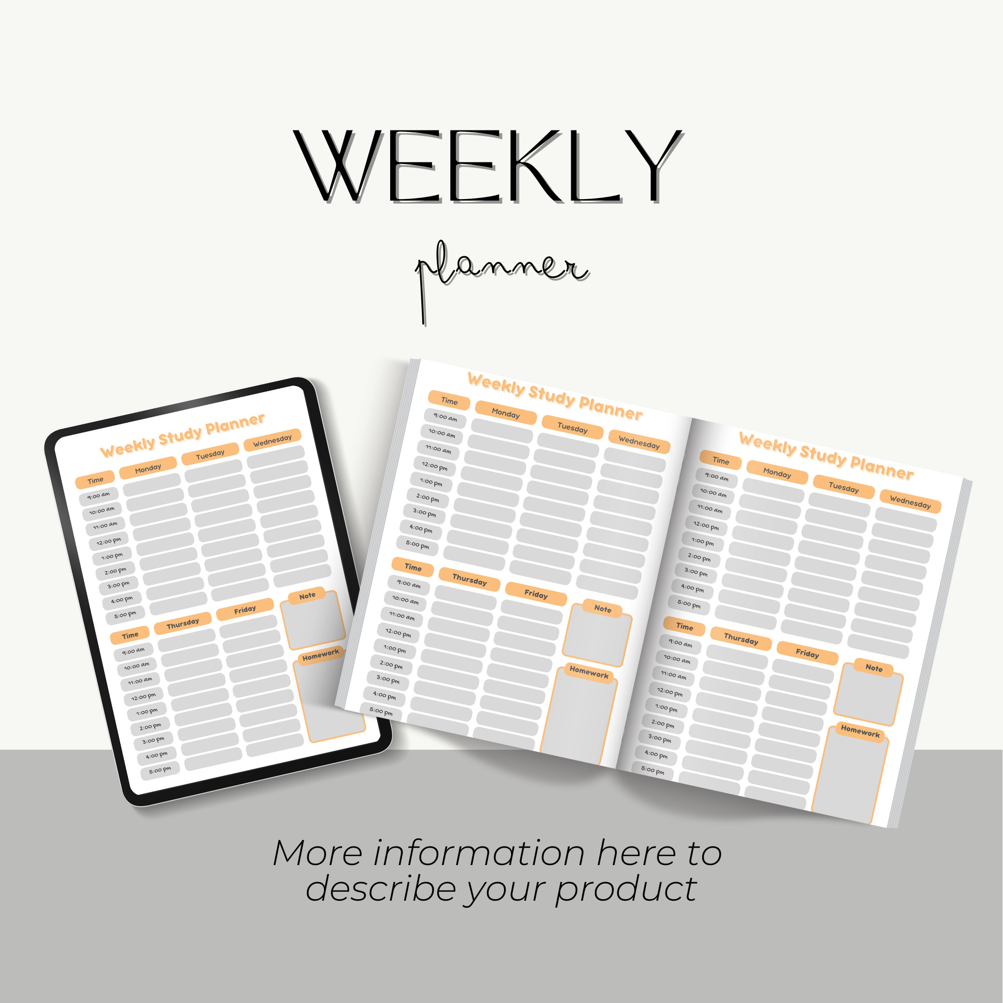 Weekly Study Planner Template, Study Tracker Printable, Weekly Schedule ...