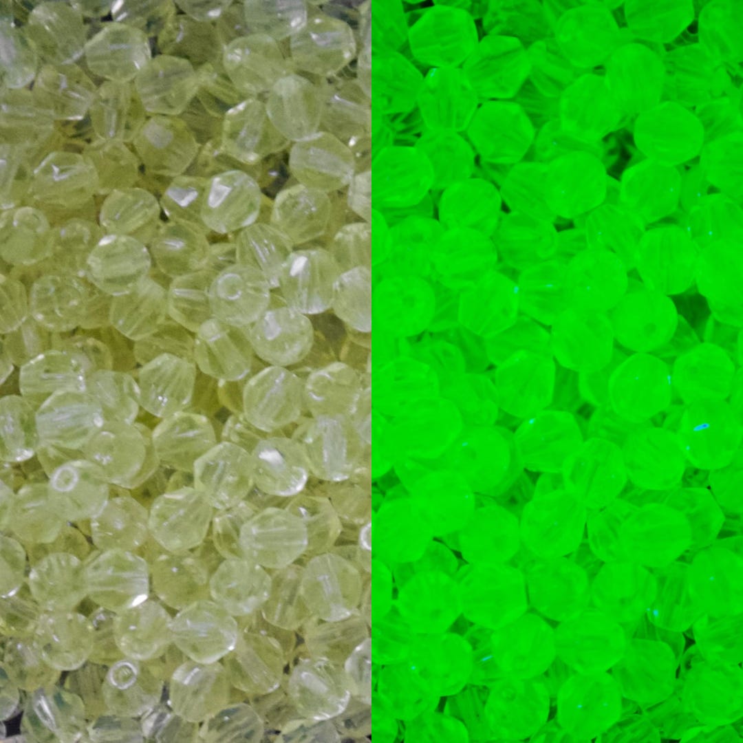 4mm UV Reactive Uranium Glass Faceted Bicone Beads - Etsy
