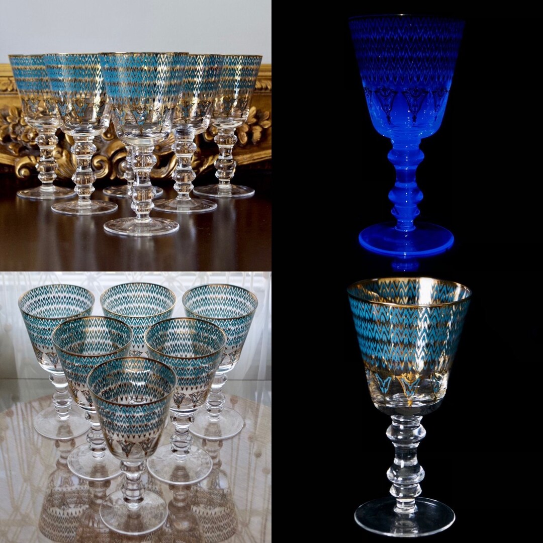 Six 6 UV Reactive Lead Crystal Patina Vie Kalea Goblet - Etsy