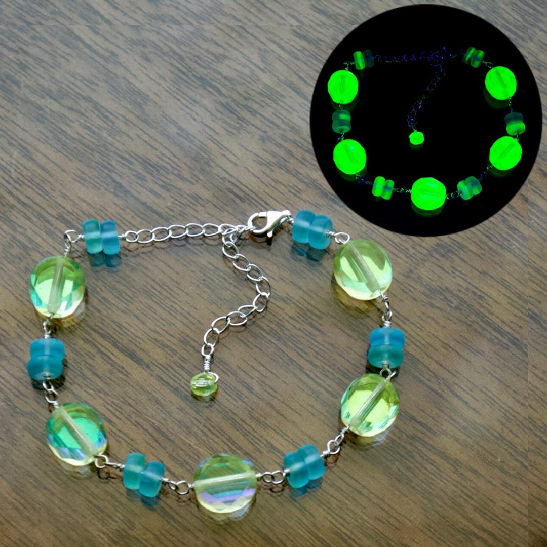6” - 8.25” UV Reactive Uranium Glass Solid Sterling Silver Vaseline ...