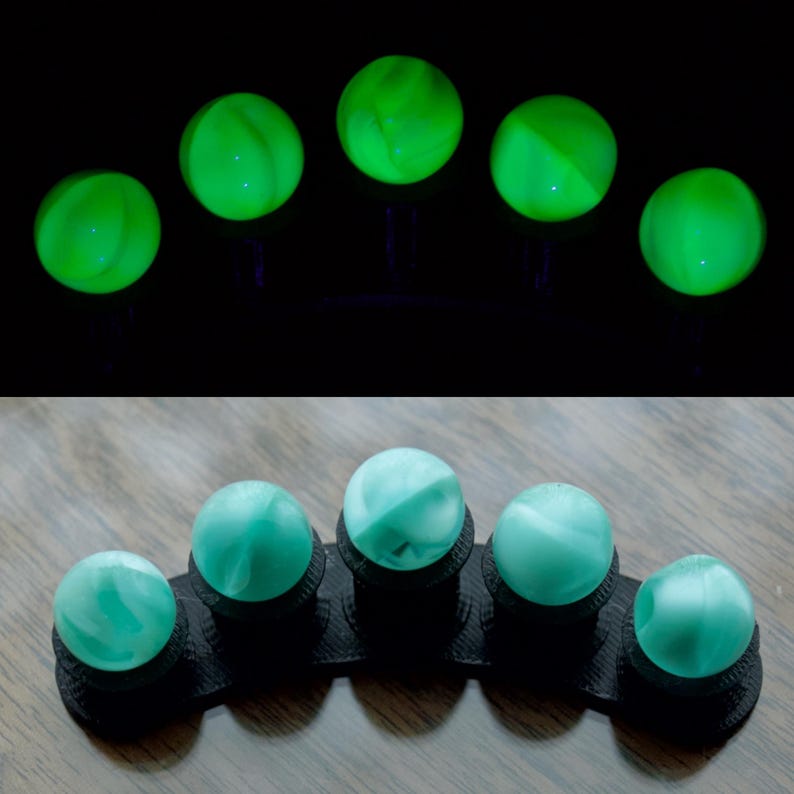 14mm 9/16” UV Reactive Uranium Glass Marbles With Stand - Etsy