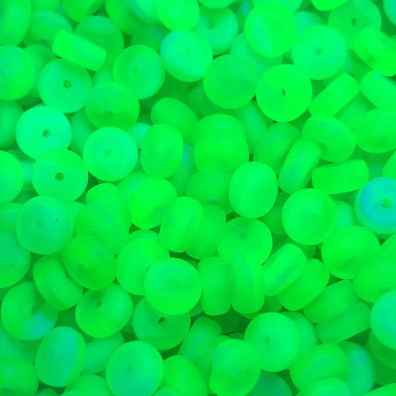 Forty UV Uranium Blue Teal Satin Glass Rondelle Beads - Etsy