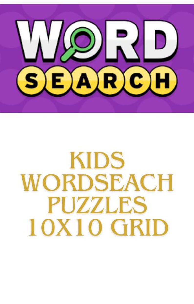 Kids Word Search 10x10 Volume 10 - Etsy