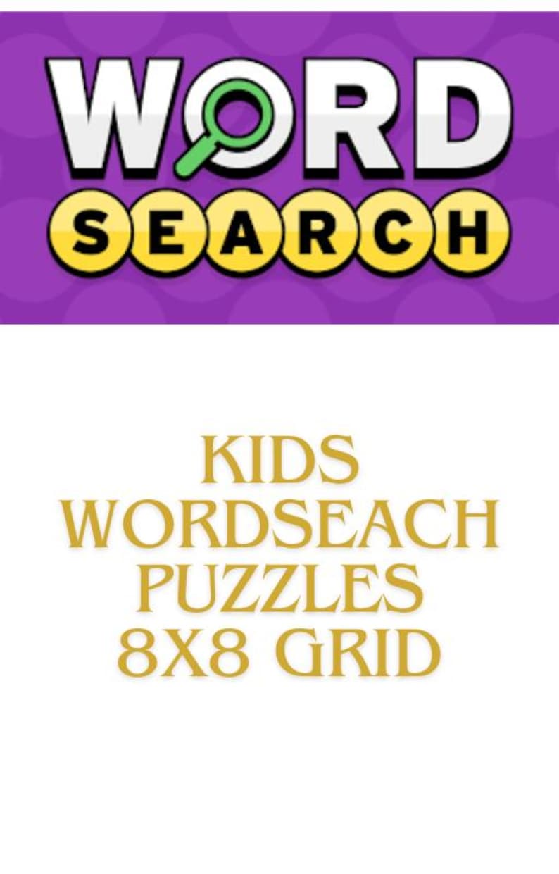 Kids Word Search 8x8 Volume 1 - Etsy