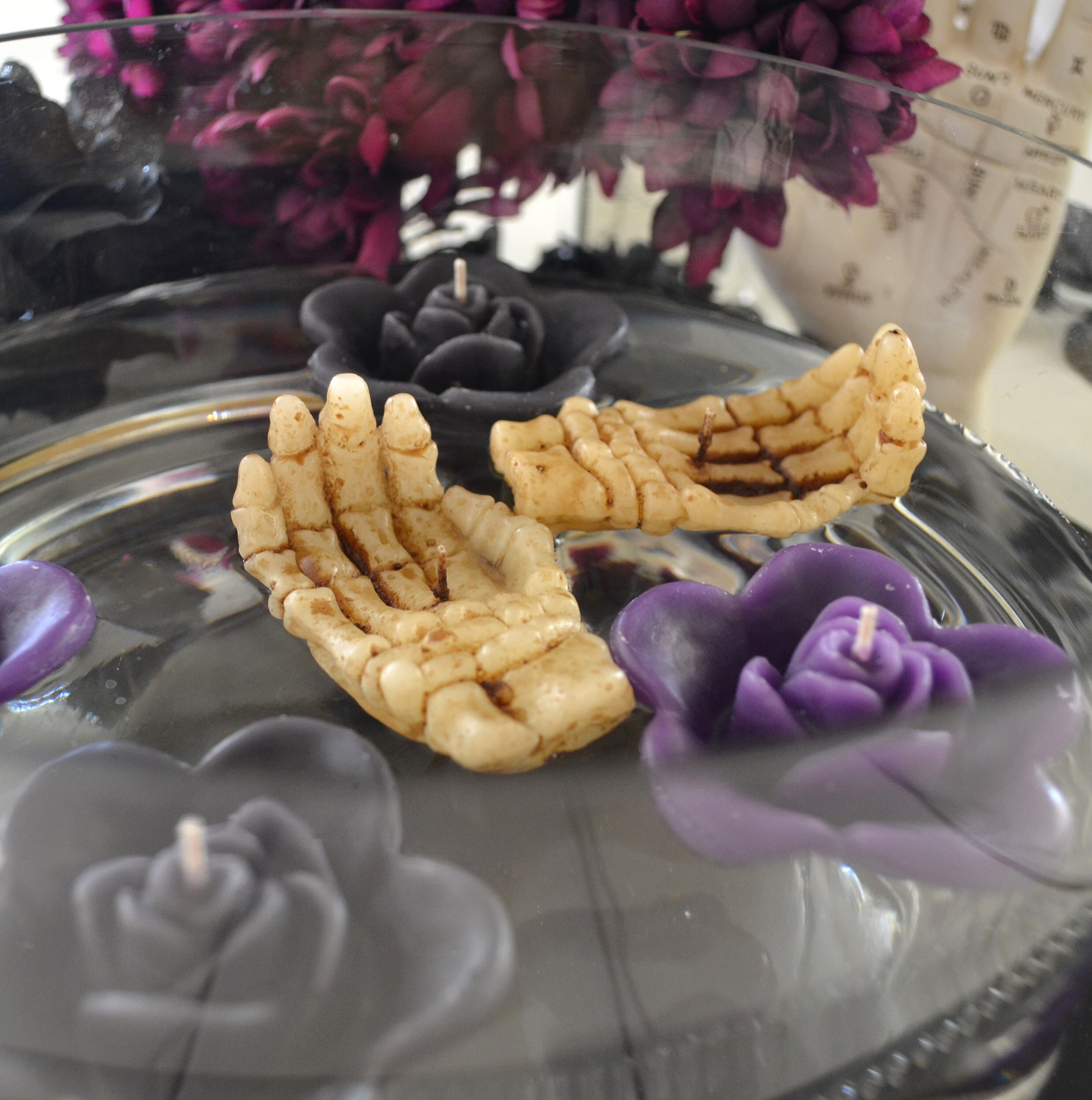 Set of 2 Skeleton Hand Bone Floating Candles for Pirate | Etsy