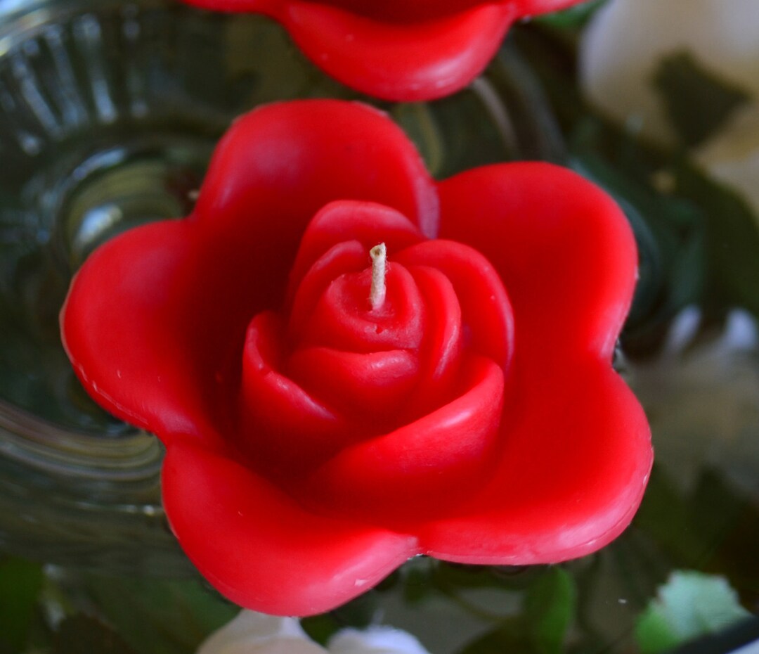 10 Red Floating Rose Wedding Candles for Table Centerpiece and ...