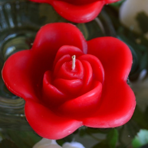 10 Red Floating Rose Wedding Candles for Table Centerpiece and - Etsy