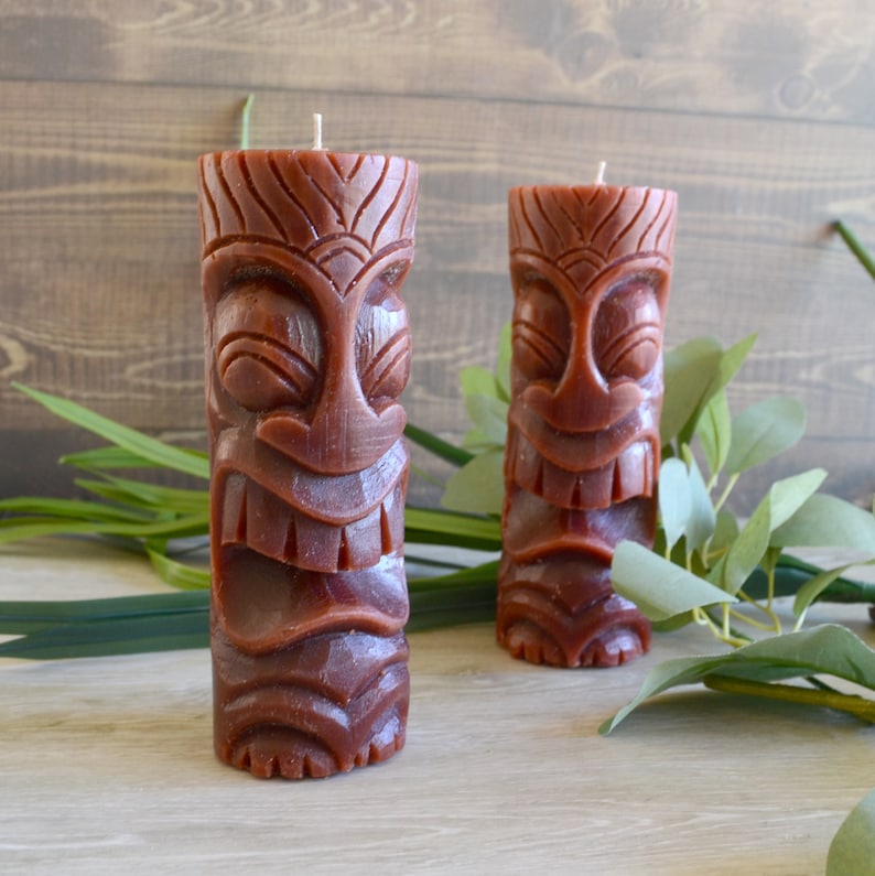 Wooden Tiki Candle, Boho & Beachy, Hawaiian Luau Party, Tiki Bar ...