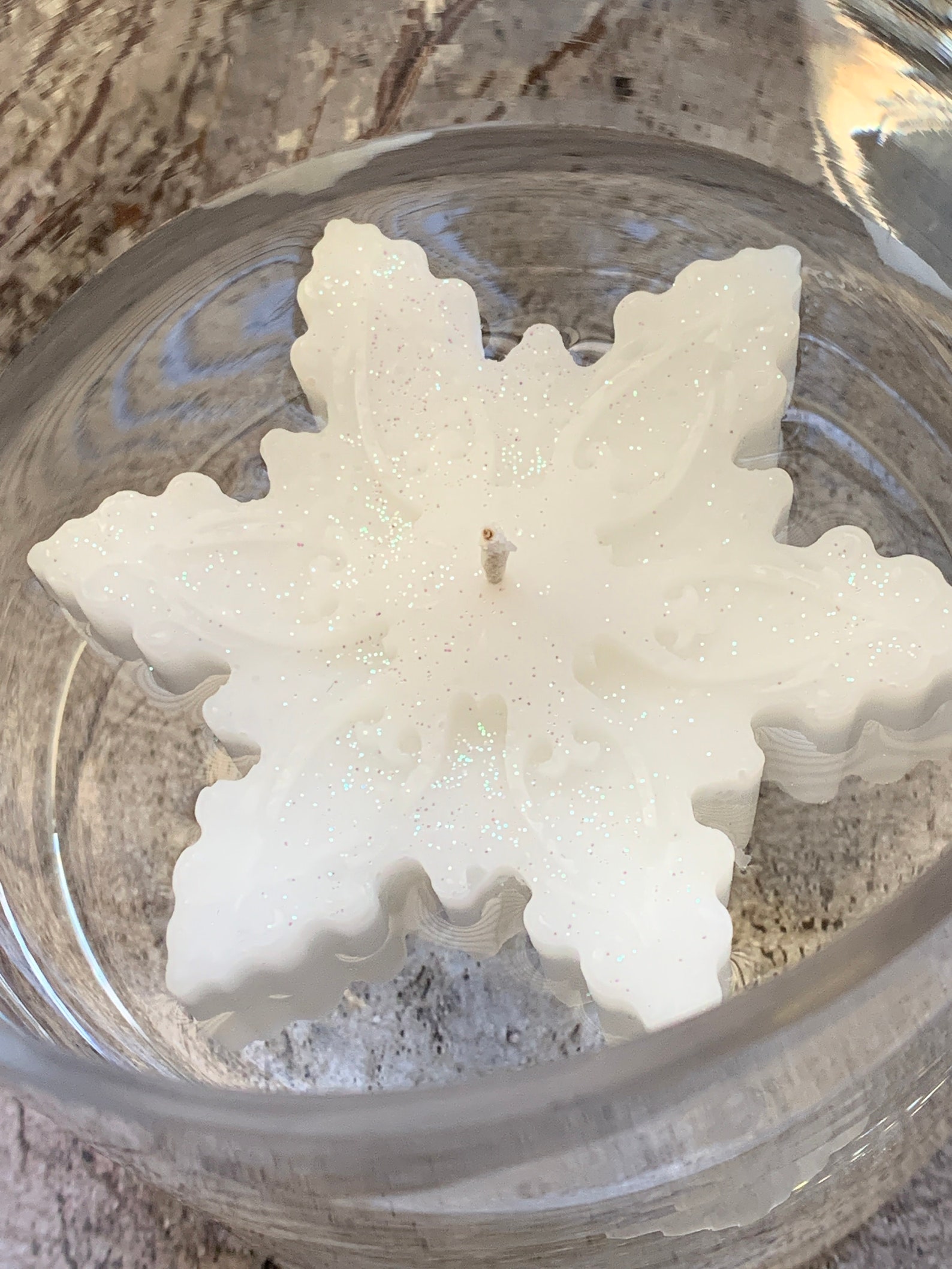 Set of 2 Elegant White Winter Snowflake Floating Candles | Etsy
