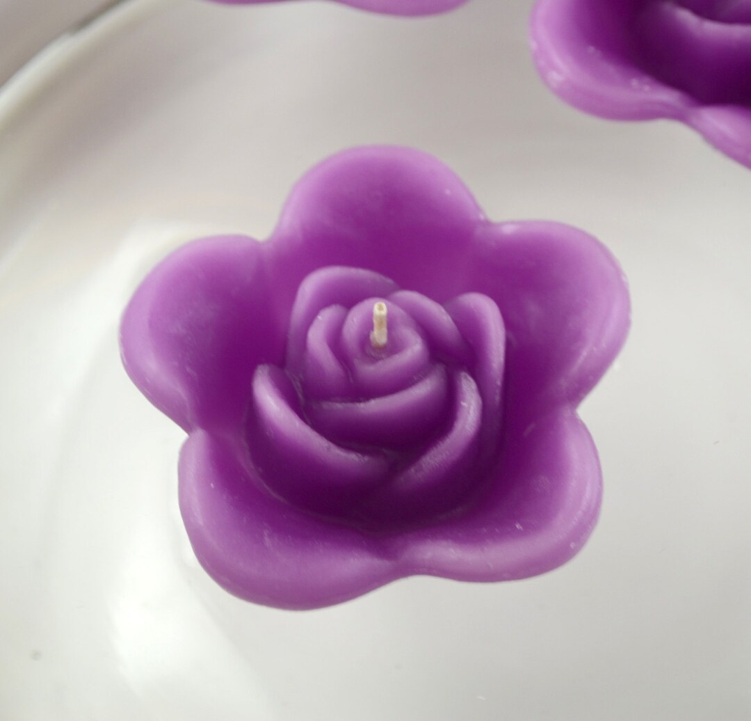 10 Raspberry Floating Rose Wedding Candles for Table Centerpiece and ...