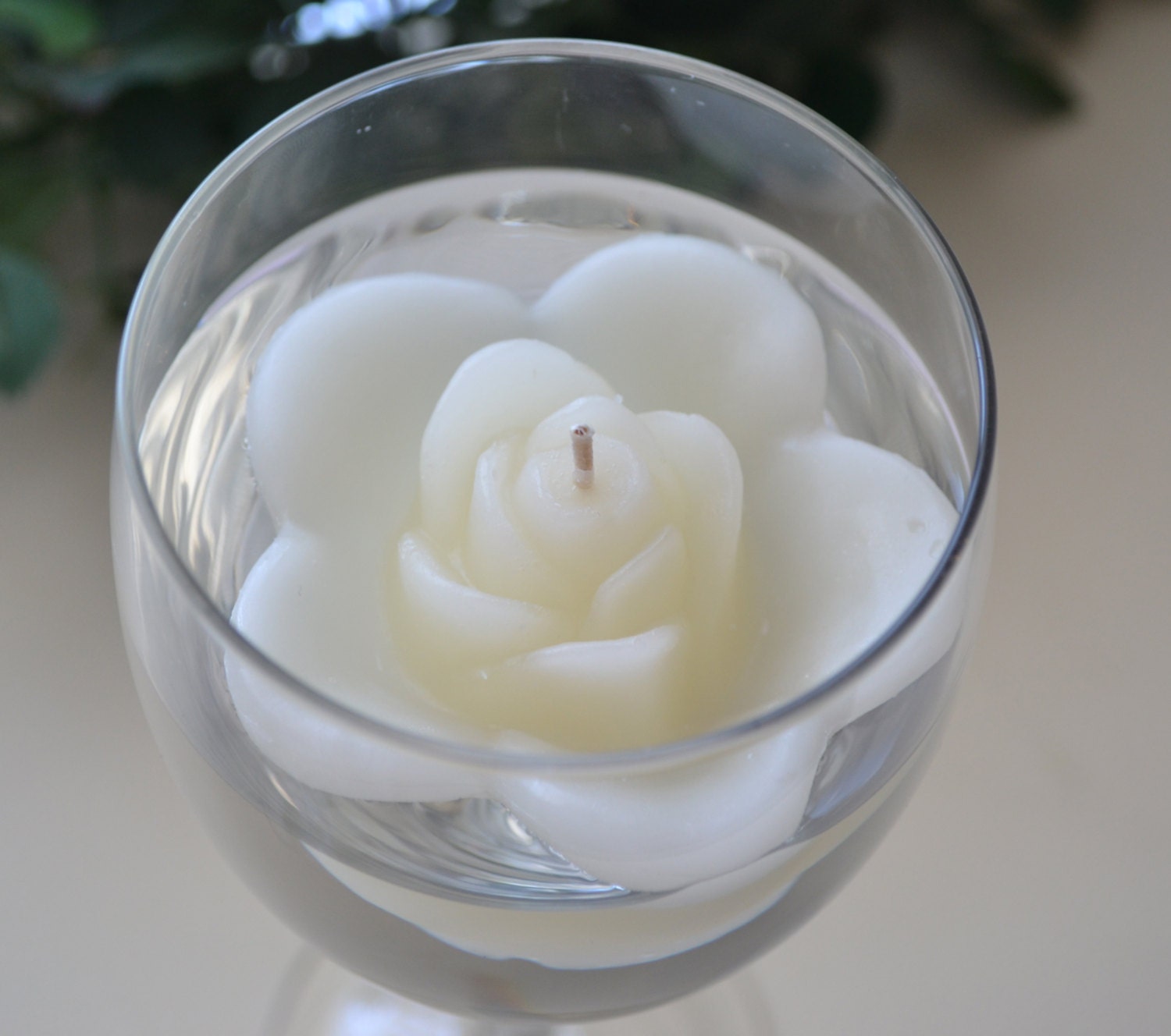 Ivory Floating Rose Wedding Candles for Table Centerpiece and - Etsy
