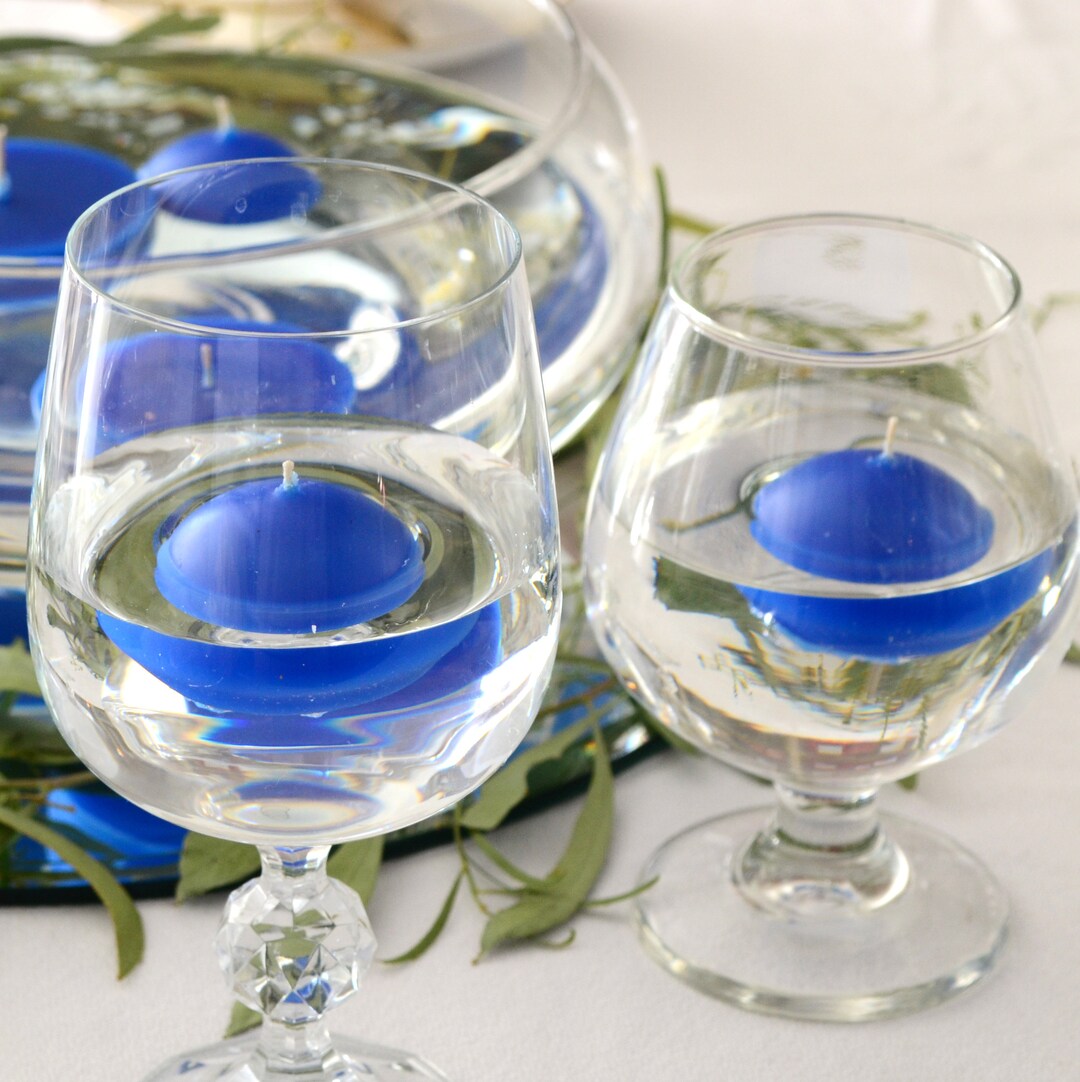 Round Floating Wedding Candles BLUE Color Set of 10 or Choose Your ...