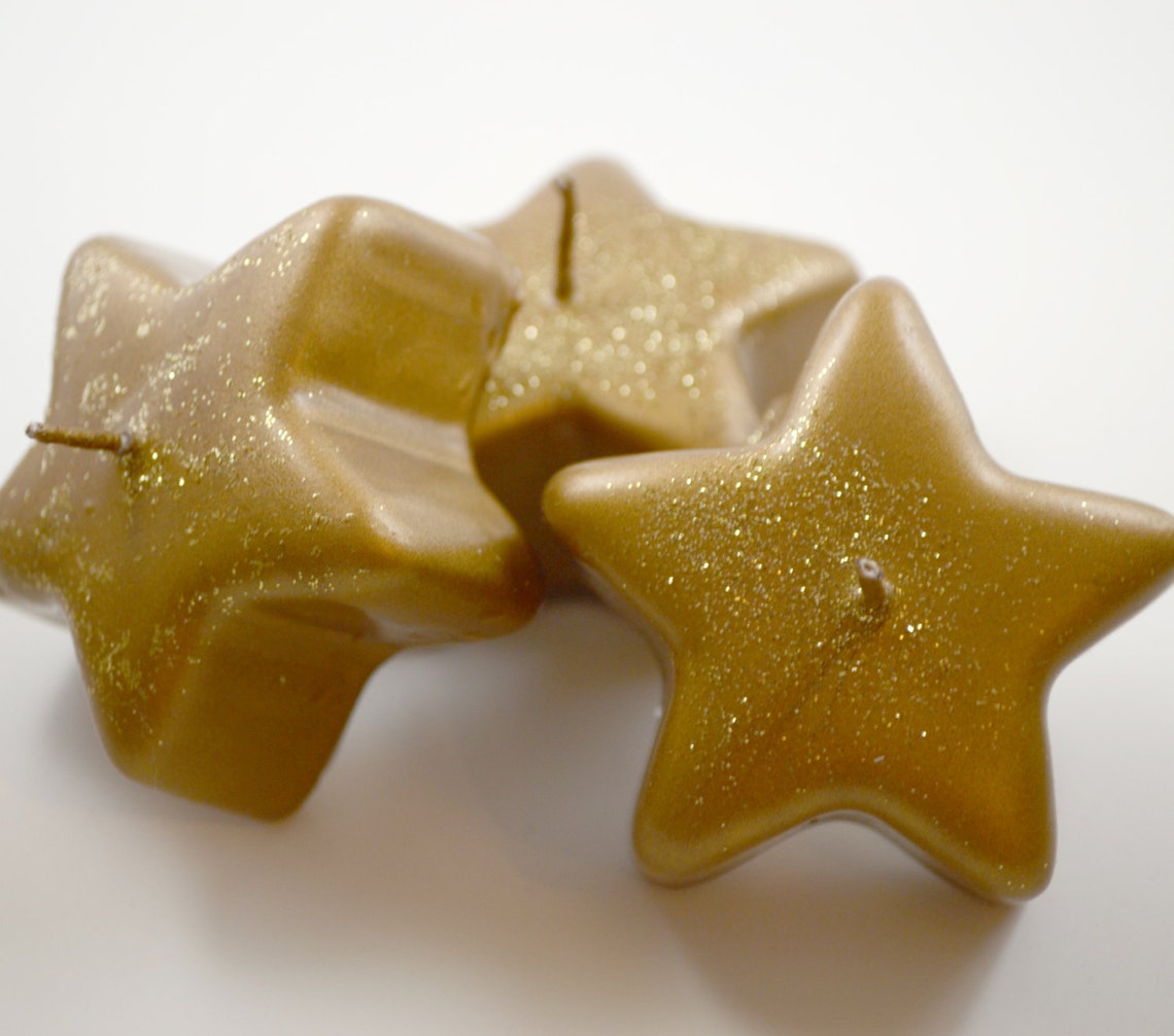 10 Pack of Gold Star Floating Candles 2" Twinkle Twinkle Little Star ...