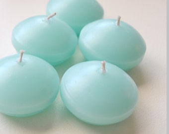 Round Floating Wedding Candles BLUE Color Set of 10 or Choose | Etsy