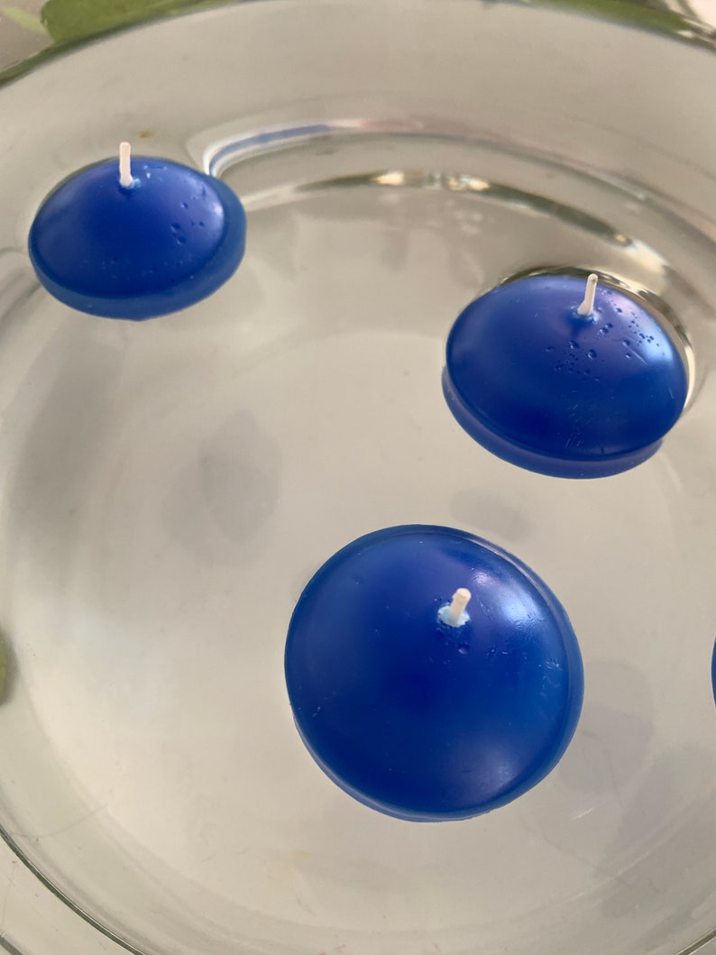 Round Floating Wedding Candles BLUE Color Set of 10 or Choose Your ...