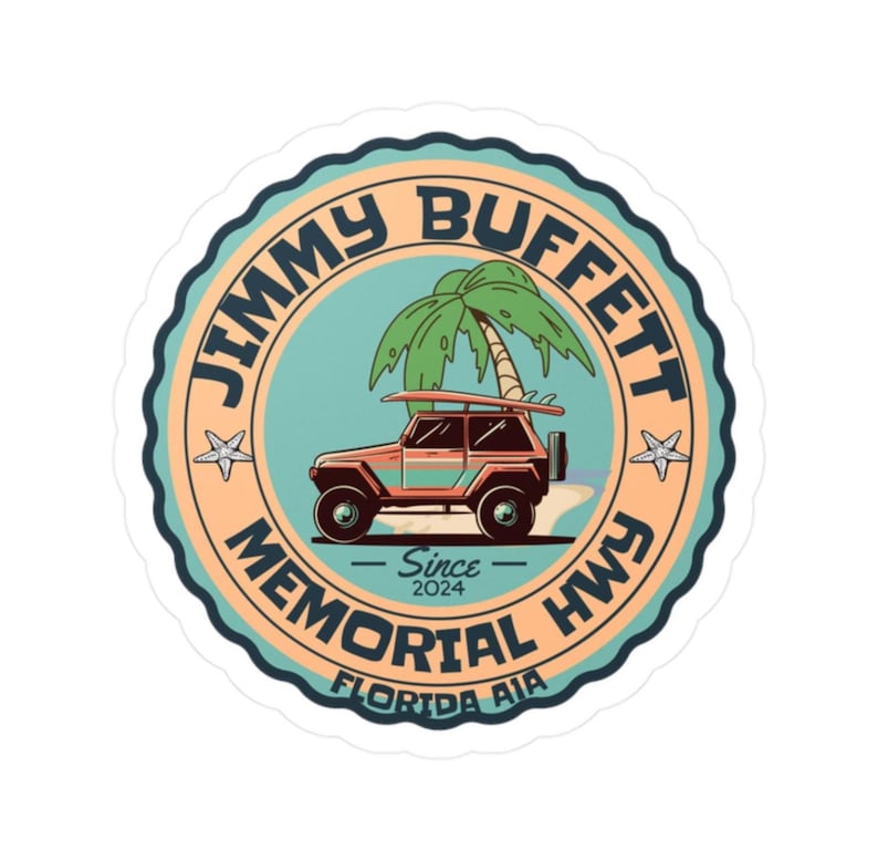 Jimmy Buffett Memorial Highway Kiss-cut Vinyl Decals, Retro Stickers ...