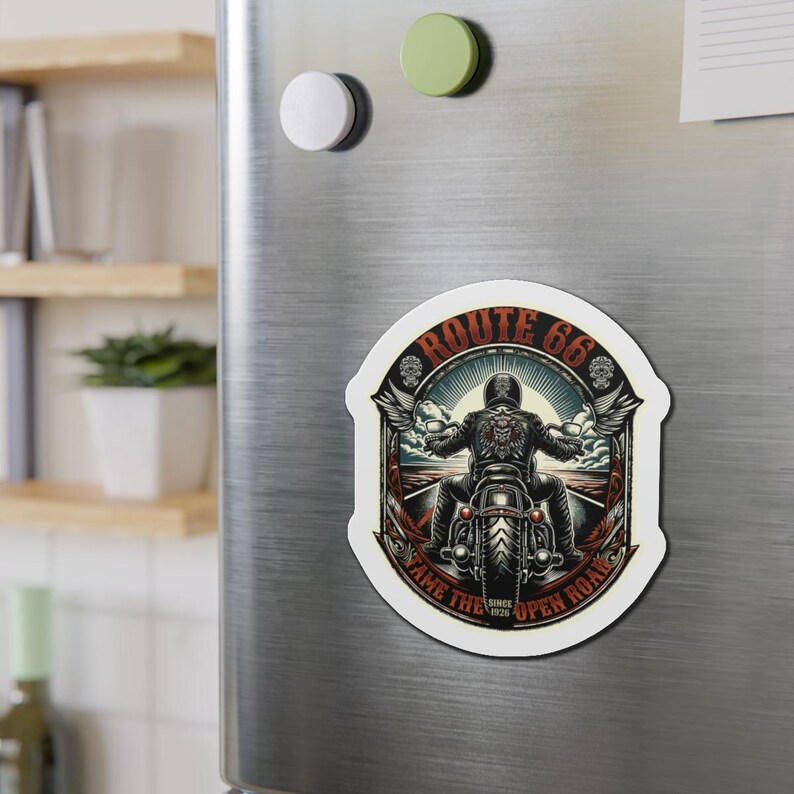 Route 66 Vintage Die-cut Magnets | Retro Motorcycle Decor, Biker Gift ...