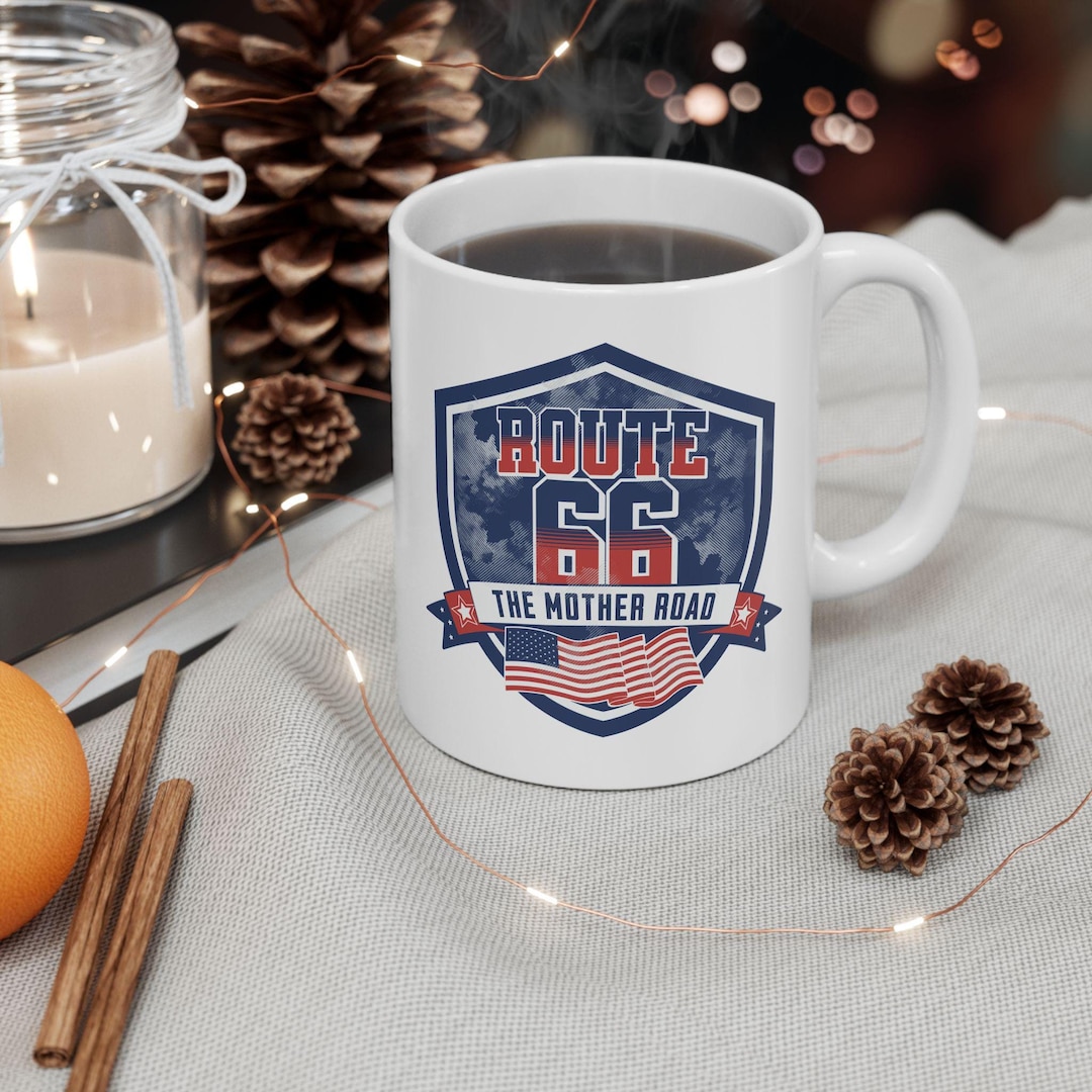 Route 66 Historic Ceramic Mug, Retro Travel Coffee Cup, Road Trip ...