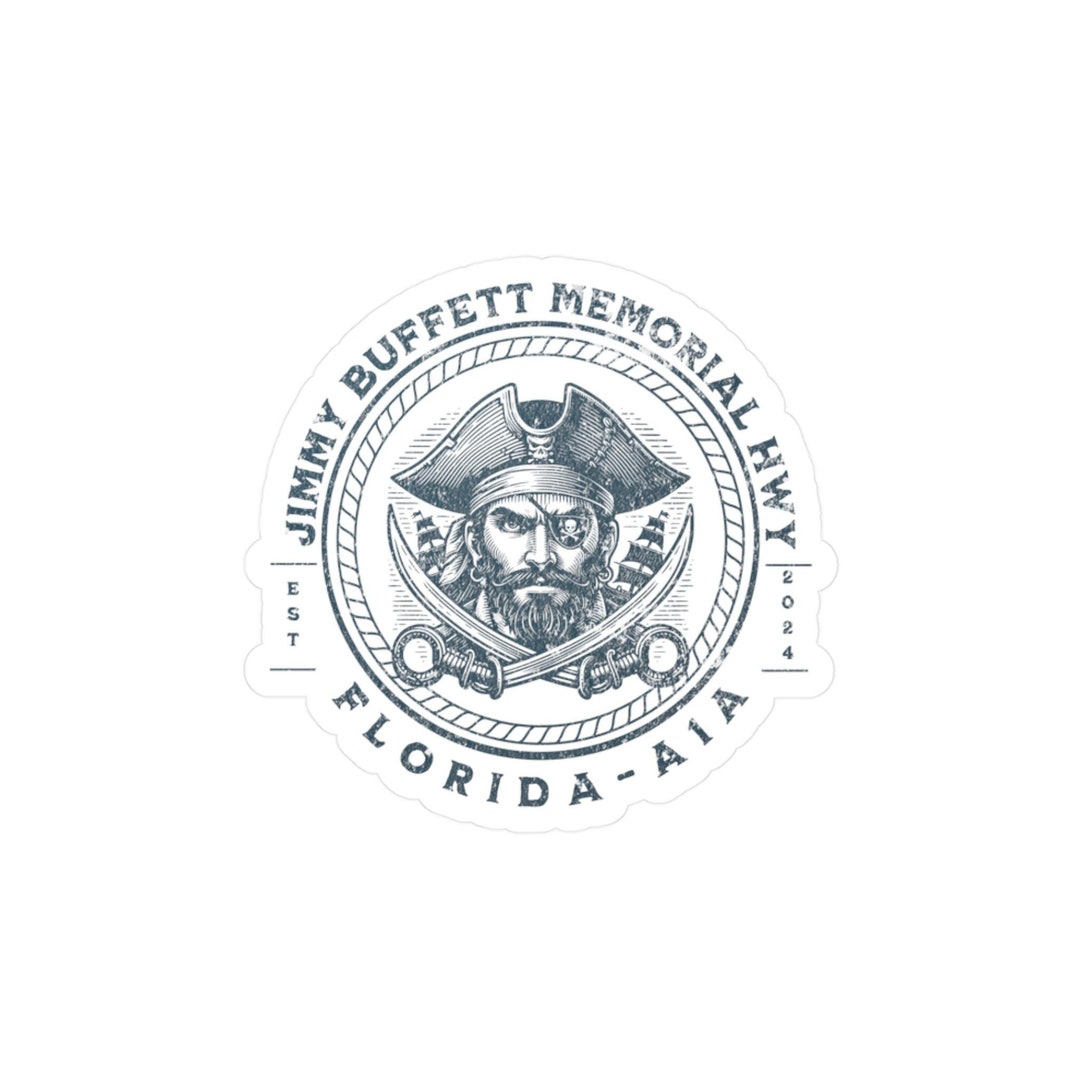 Jimmy Buffett Memorial Highway Florida A1A Sticker, Kiss-cut Vinyl ...