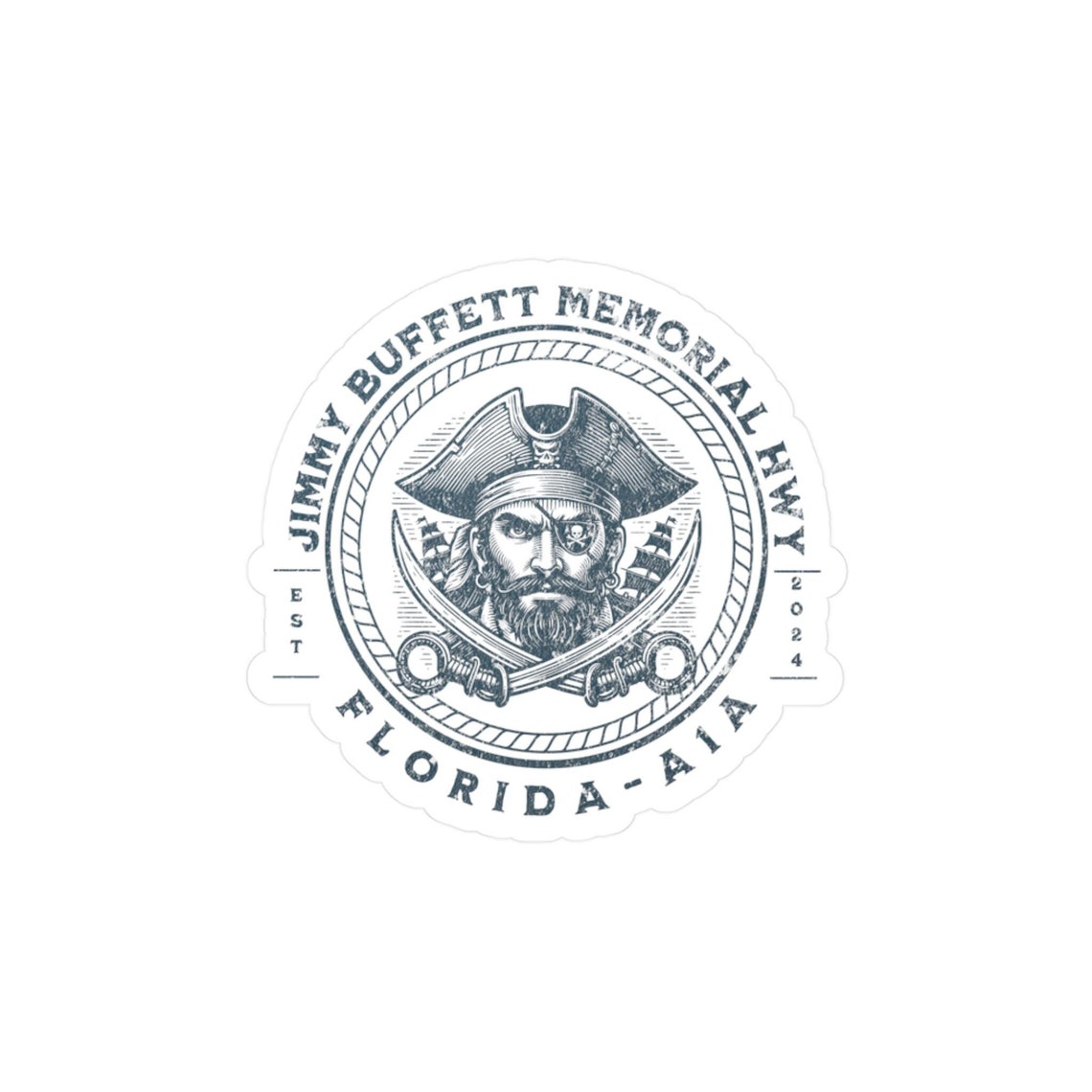 Jimmy Buffett Memorial Highway Florida A1A Sticker, Kiss-cut Vinyl ...