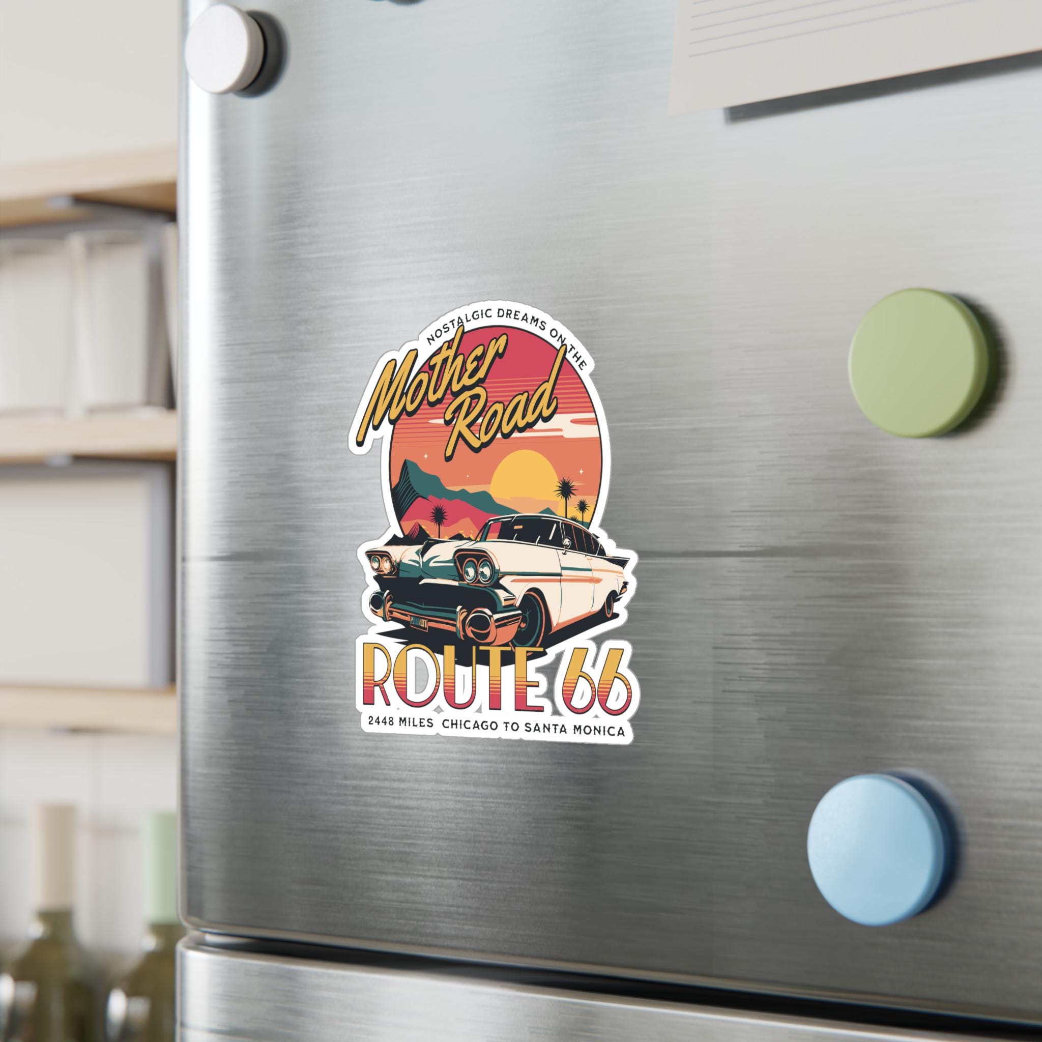 Route 66 Vintage Kiss-cut Vinyl Decals, Nostalgic Car Stickers, Travel ...