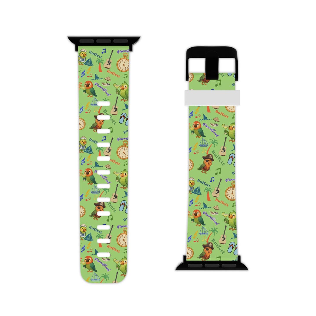 Jimmy Buffett Parrothead Green Tropical Parrot Pattern Watch Band for ...