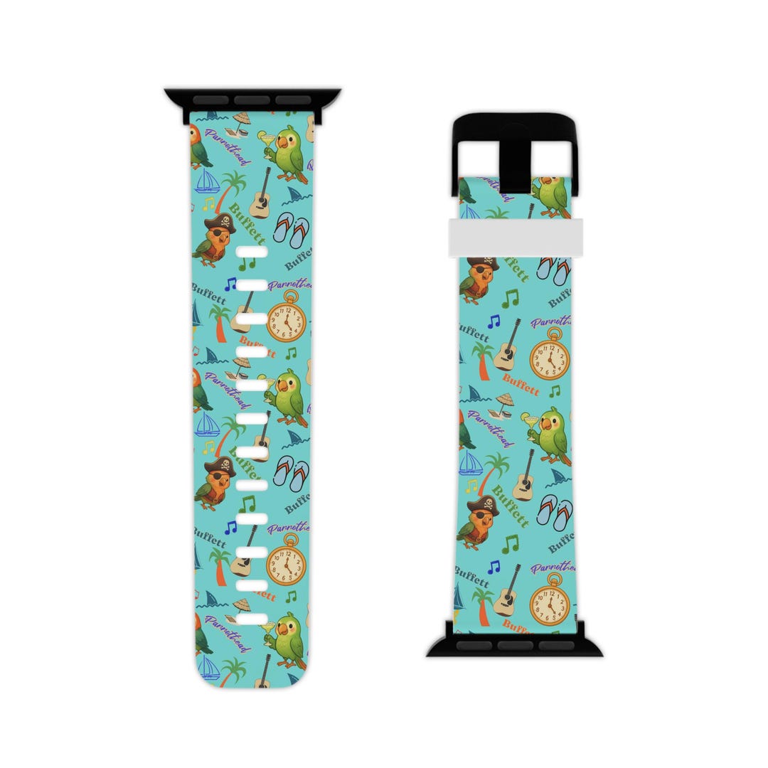 Jimmy Buffett Parrothead Blue Tropical Parrot Pattern Watch Band for ...
