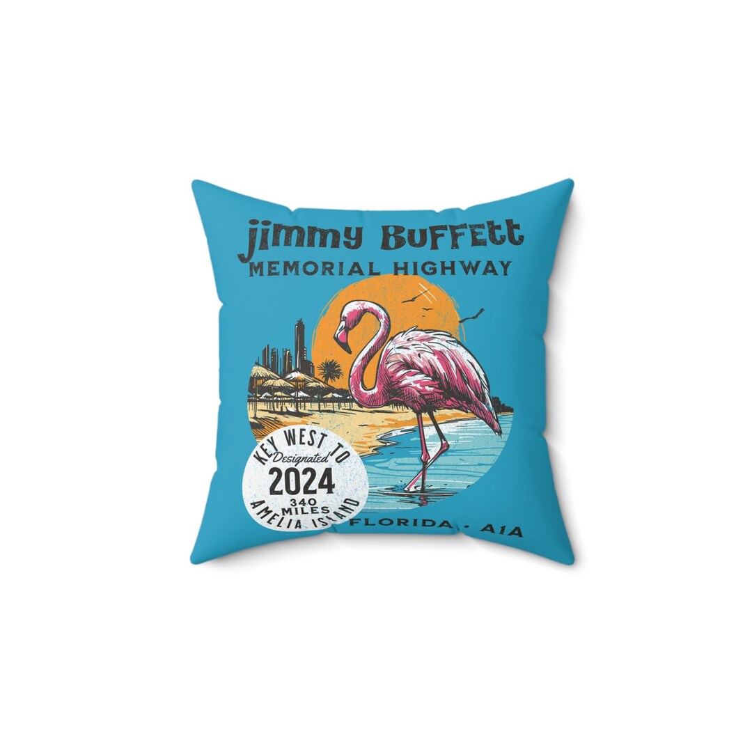 Jimmy Buffett Memorial Highway Florida Pillow, Tropical Decor, Flamingo ...