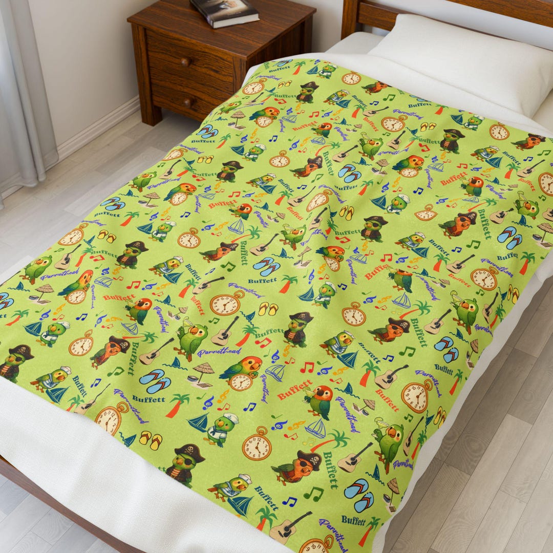 Jimmy Buffett Parrothead Yellow Tropical Parrot Pattern Velveteen ...