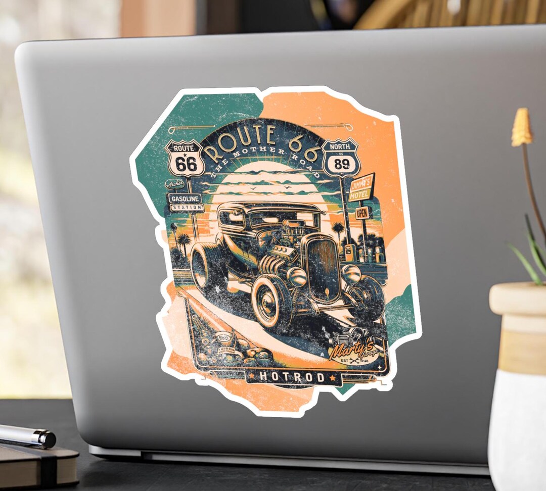 Route 66 Vintage Car Retro Vinyl Decals | Vintage Car Stickers | Travel ...