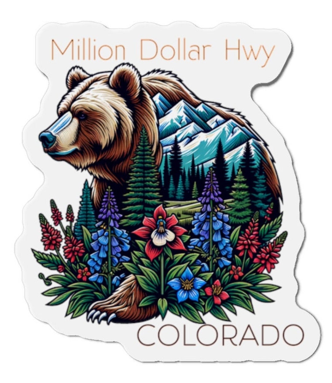 Million Dollar Hwy Grizzly Bear Outline Magnet : Rocky Mountains ...