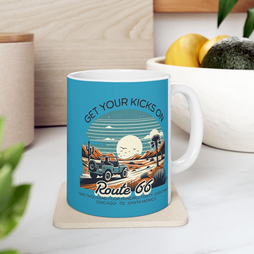 Route 66 Vintage Ceramic Mug, Retro Travel Mug, Coffee Lovers Gift ...