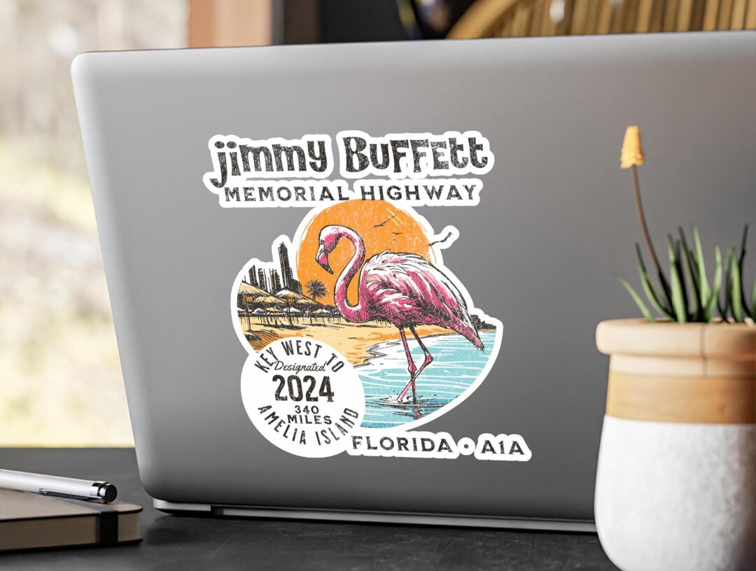 Jimmy Buffett Memorial Highway Florida A1A Kiss-cut Vinyl Decal - Pink ...