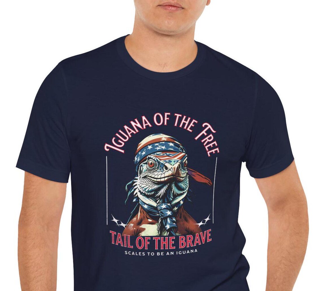 Iguana of the Free T-shirt -funny Patriotic Iguana US Flag Americana ...