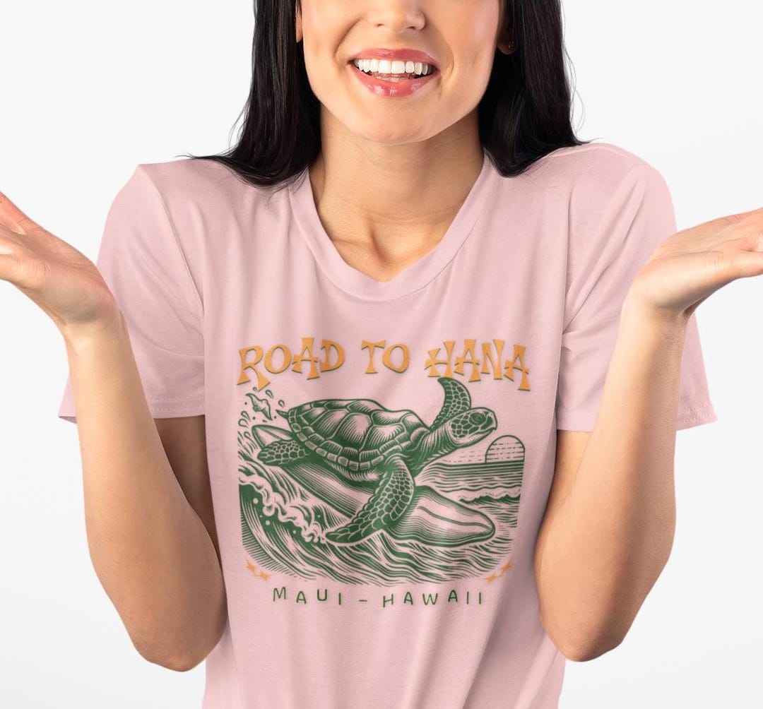 Road to Hana Maui Hawaii Surfing Sea Turtle Tee - Road to Hana Turtle ...