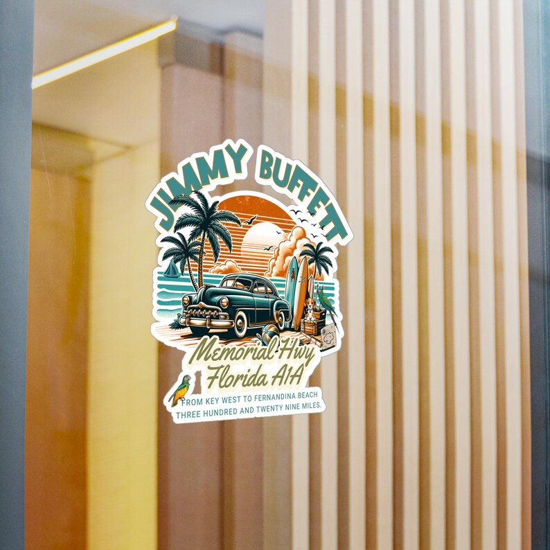 Jimmy Buffett Retro Beach Vinyl Decals - Jimmy Buffett Fans Fun Car ...